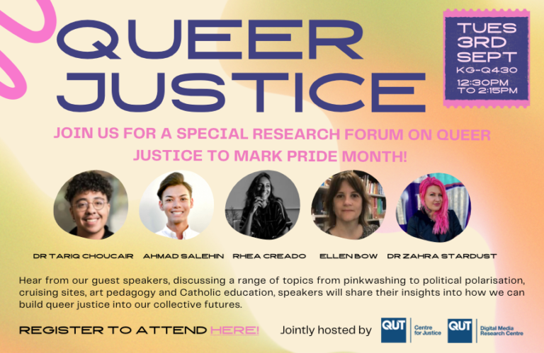 Queer Justice Research Forum, co-hosted by the DMRC and Centre for Justice - QUT Digital Media ...